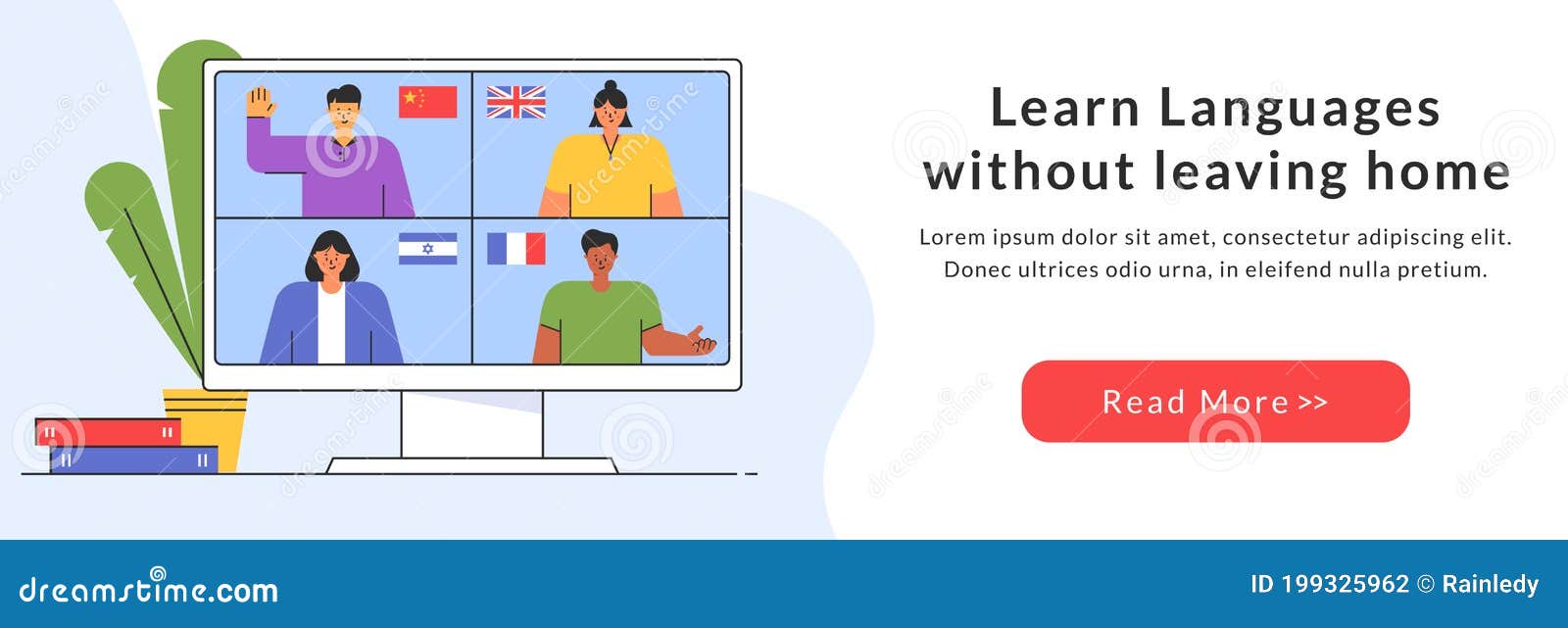 E-learning of the Foreign Languages. Online Education Web-banner Stock ...