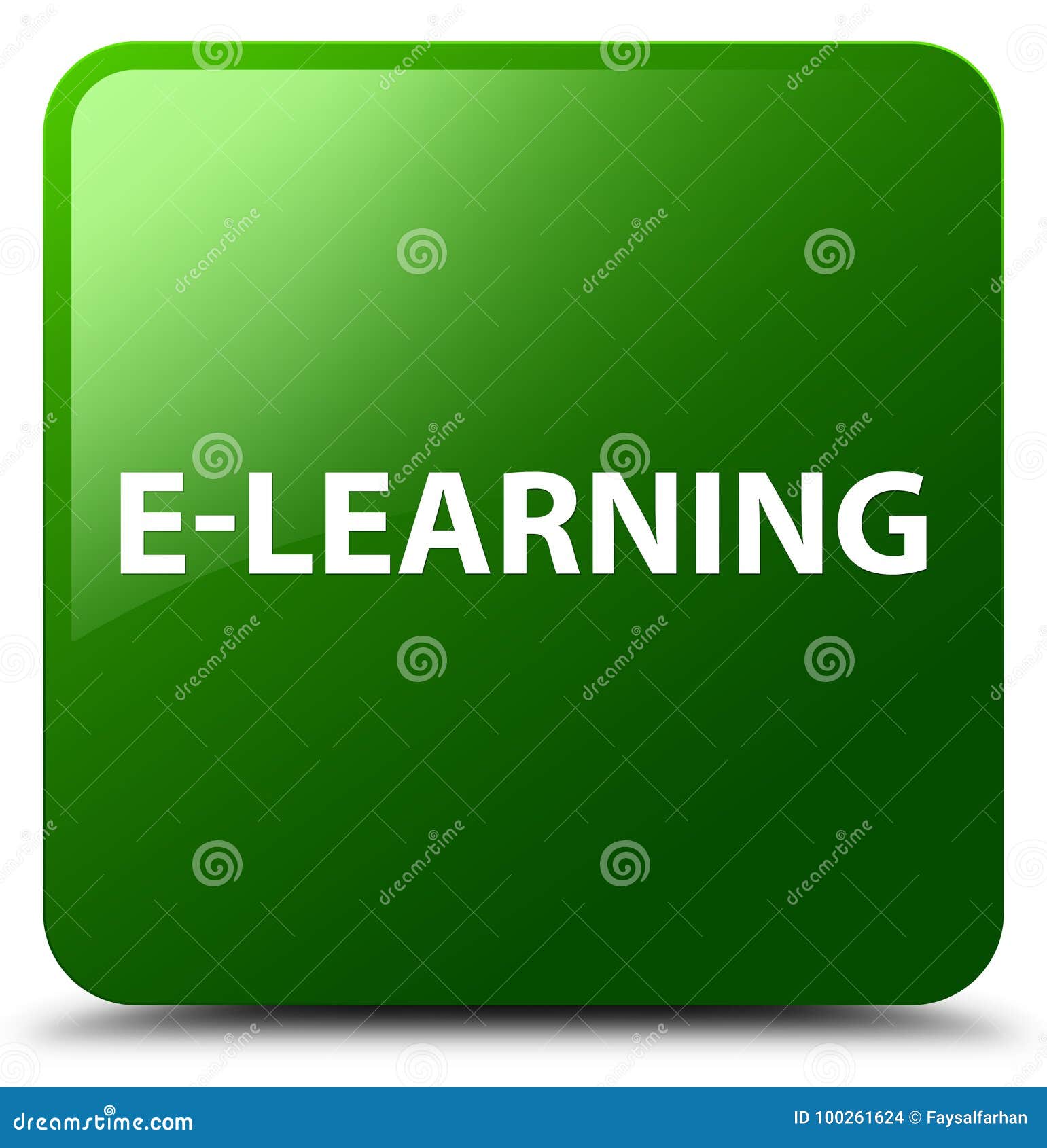 E-learning Green Square Button Stock Illustration - Illustration of education, study: 100261624