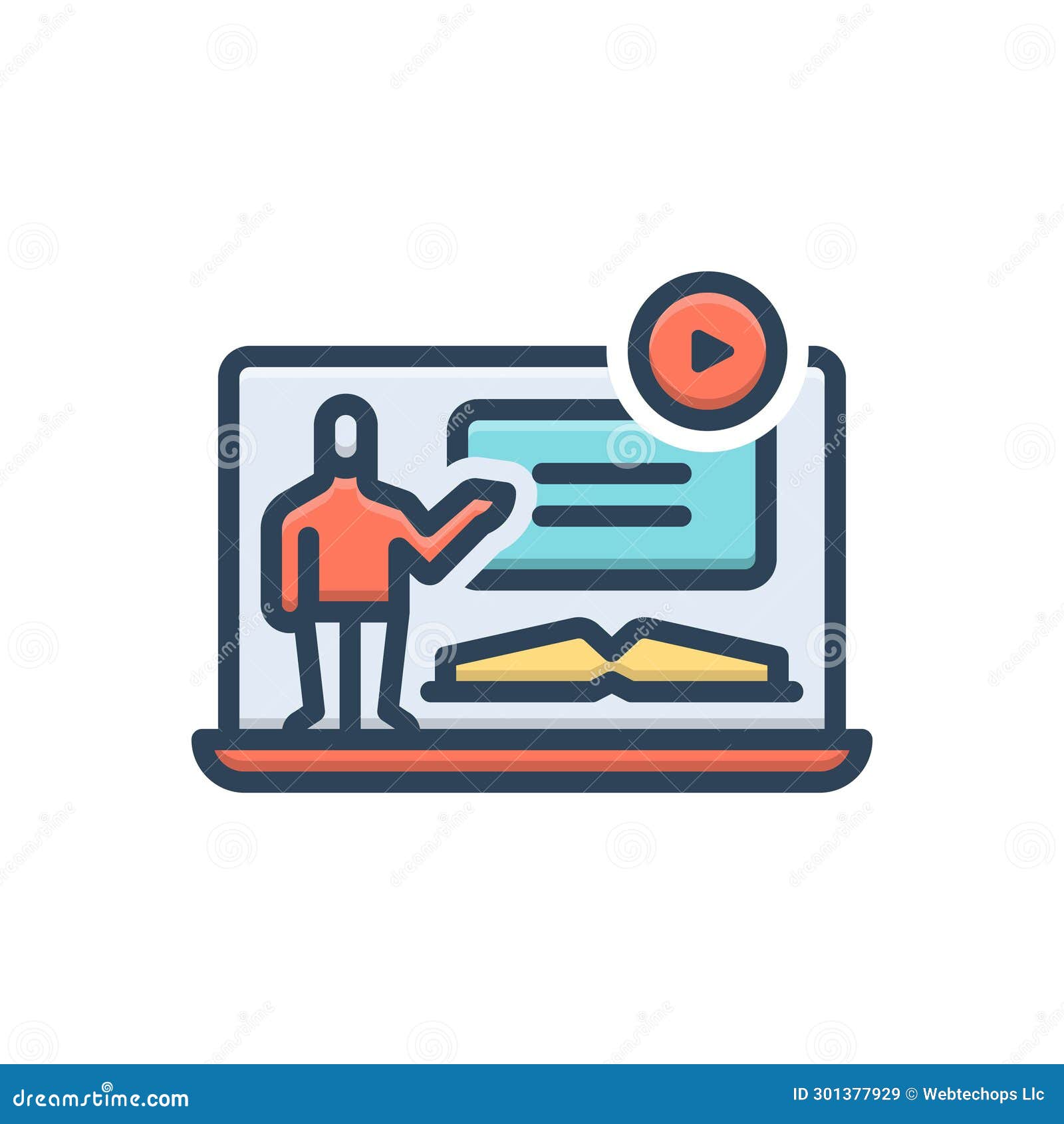 Color Illustration Icon for E Learning, Tutorial and Study Stock ...