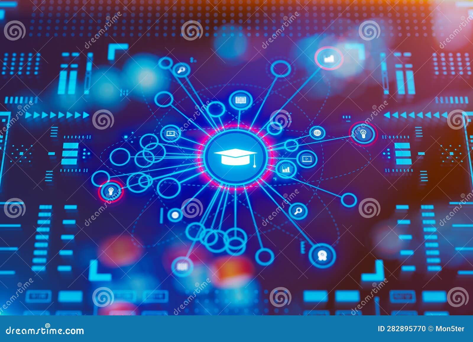 E-learning Icon on a Digital Display with Reflection. Stock ...