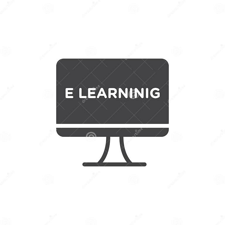 E Learning Icon Flat Simple Outline Set Stock Illustration ...