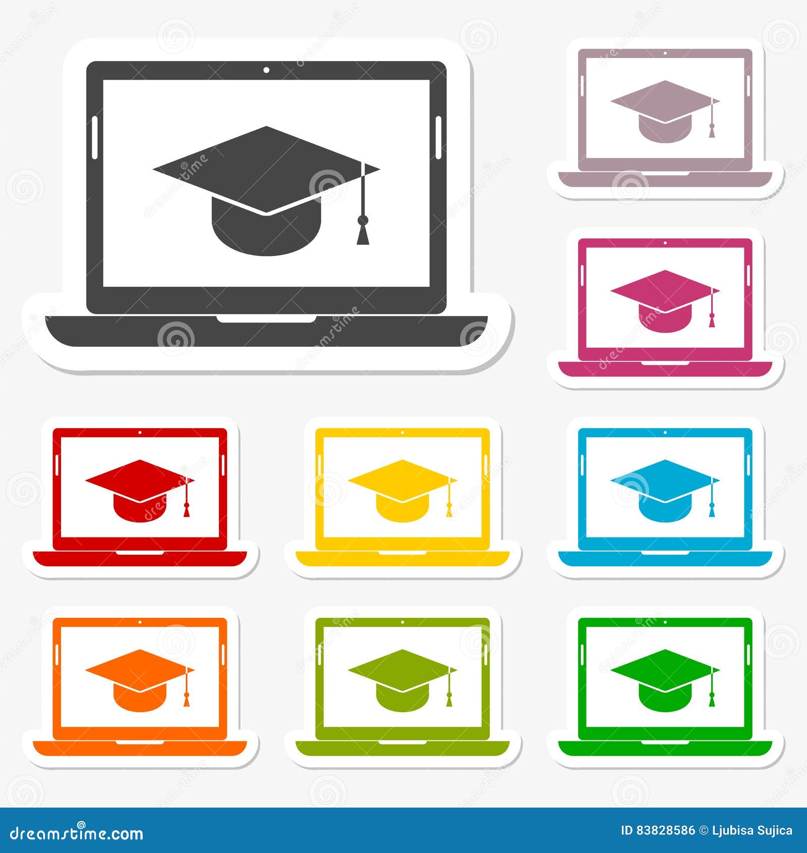 E Learning Icons Stickers Set Stock Illustrations – 4 E Learning Icons ...