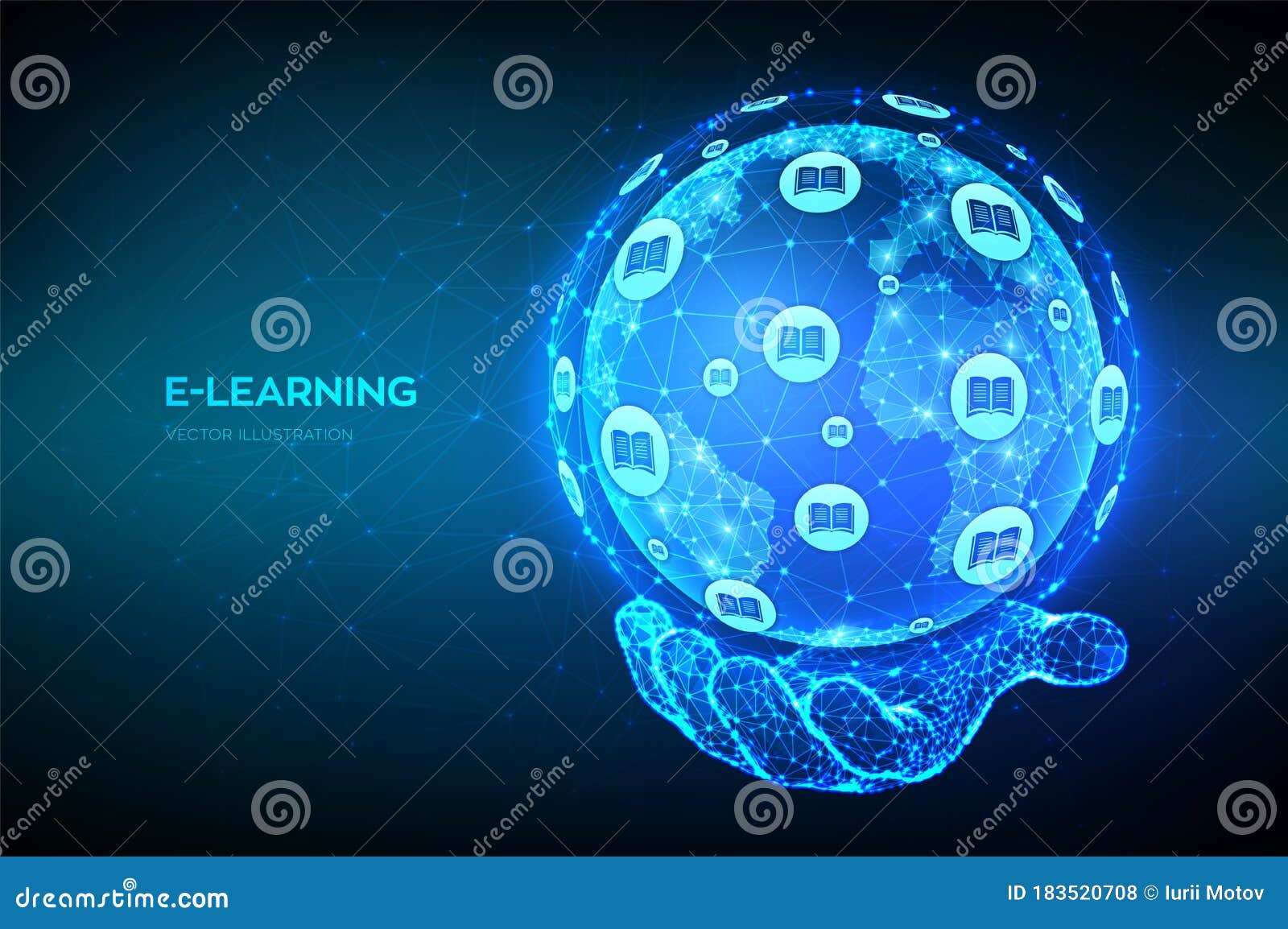 E-learning. Innovative Online Education Technology Concept. Earth Globe ...