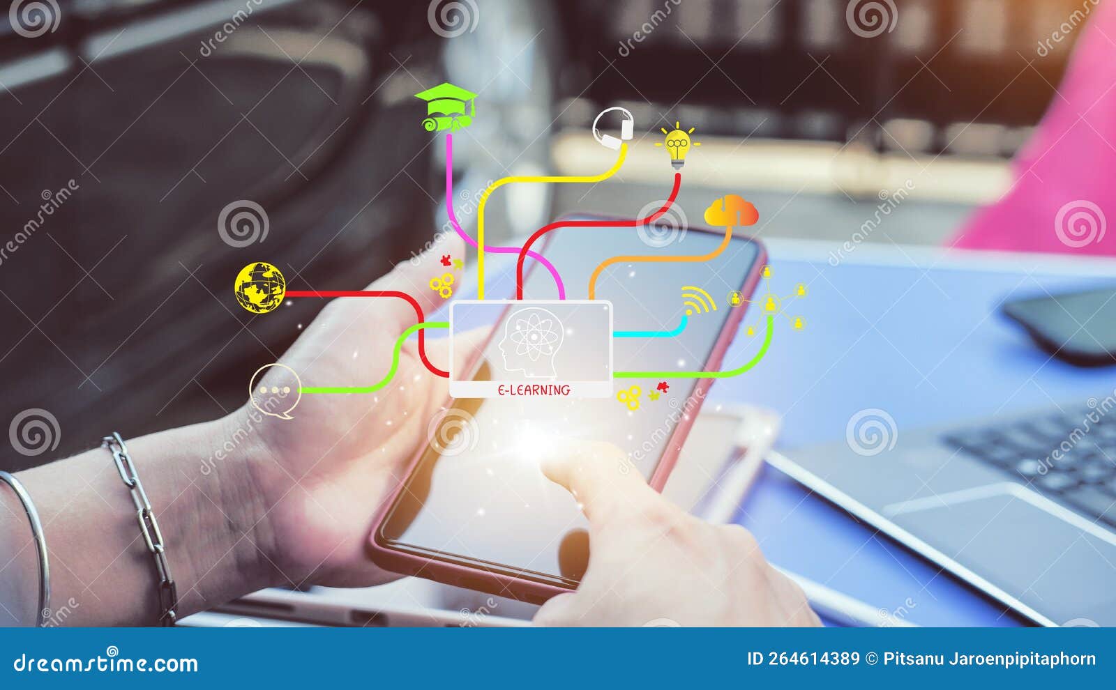 E-learning Education Concept Online Learning with Webinars, Video ...