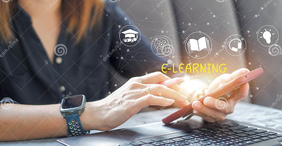 E-learning Education Concept Online Learning with Webinars, Video ...