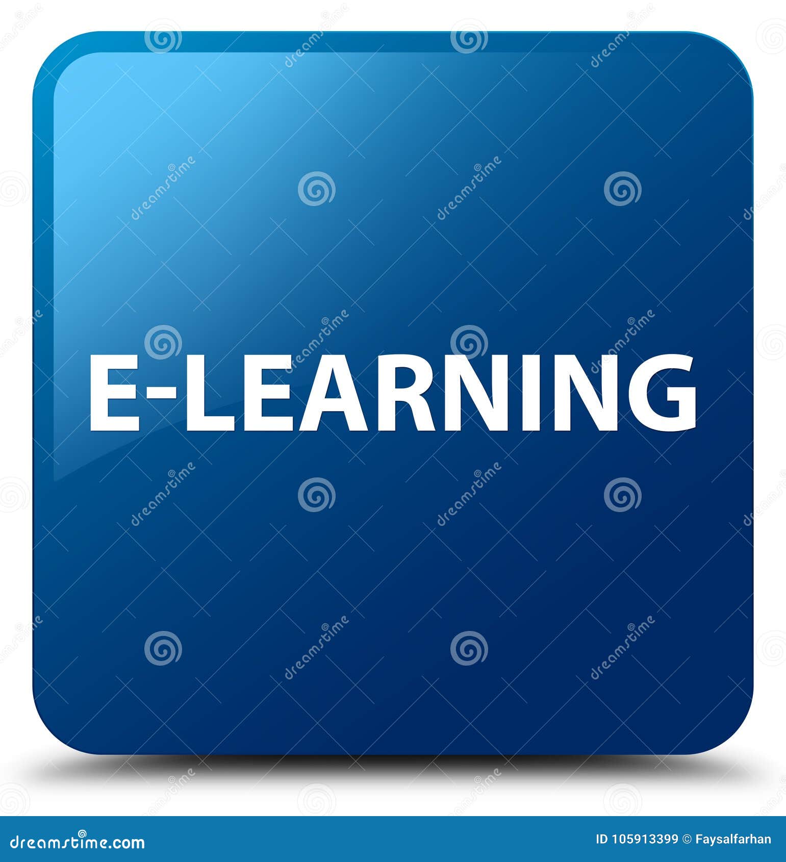 E-learning Blue Square Button Stock Illustration - Illustration of ...