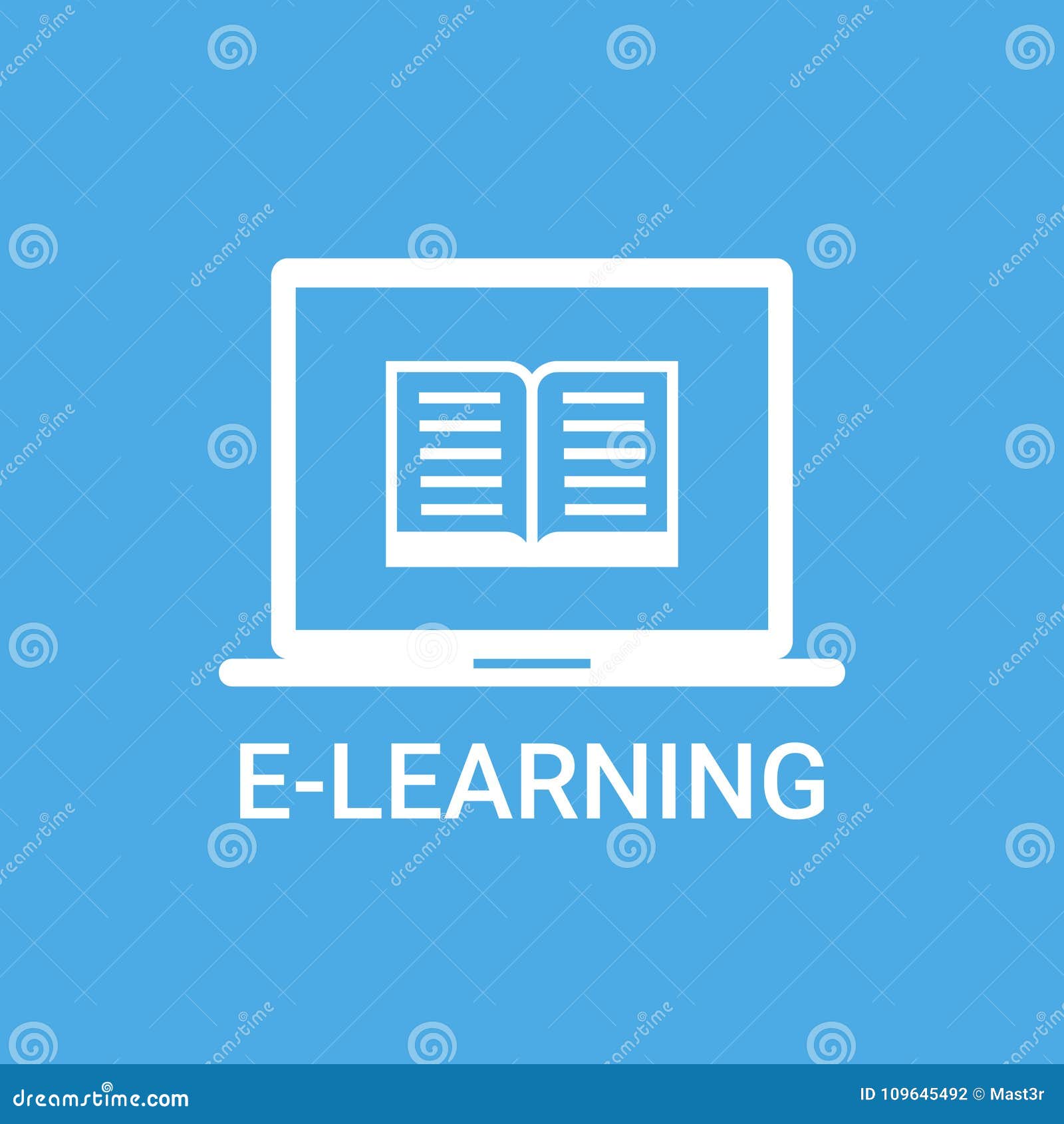 E-learning Label Online Education Icon Concept Laptop Computer with ...