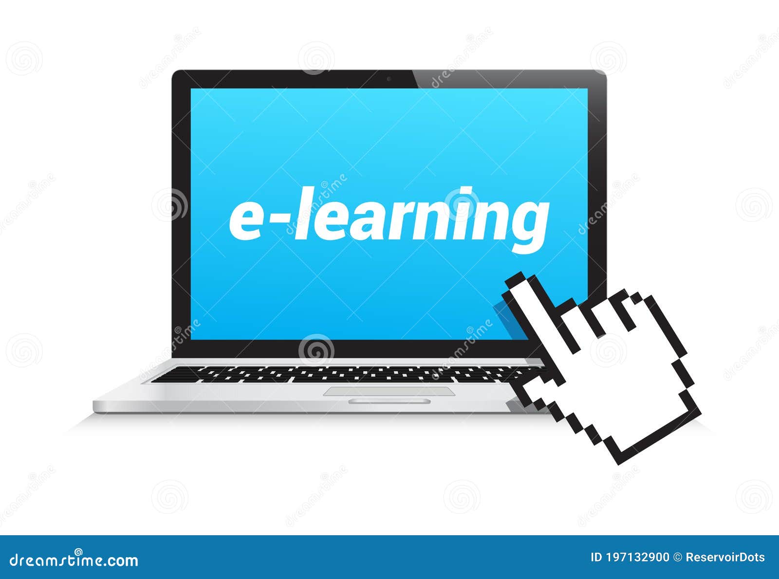 E-Learning Laptop Hand Pointer Stock Vector - Illustration of library ...