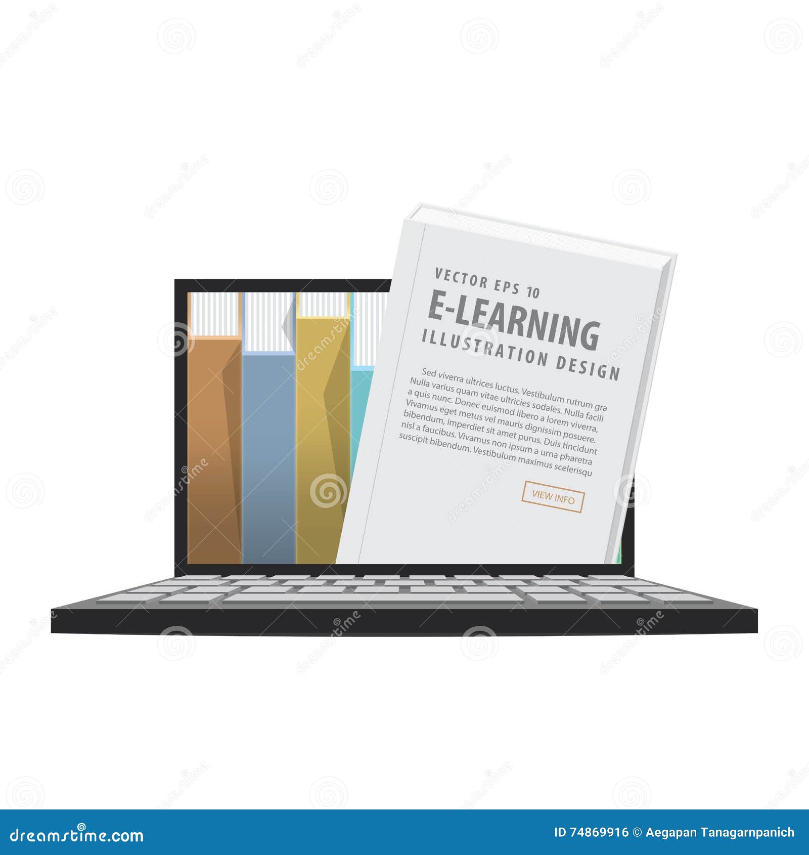 E-learning with Laptop, Learning through an Online Network. Stock ...