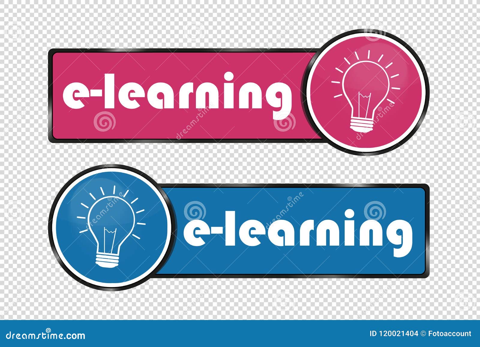 E-Learning and Lightbulb Square and Circle Buttons - Vector ...