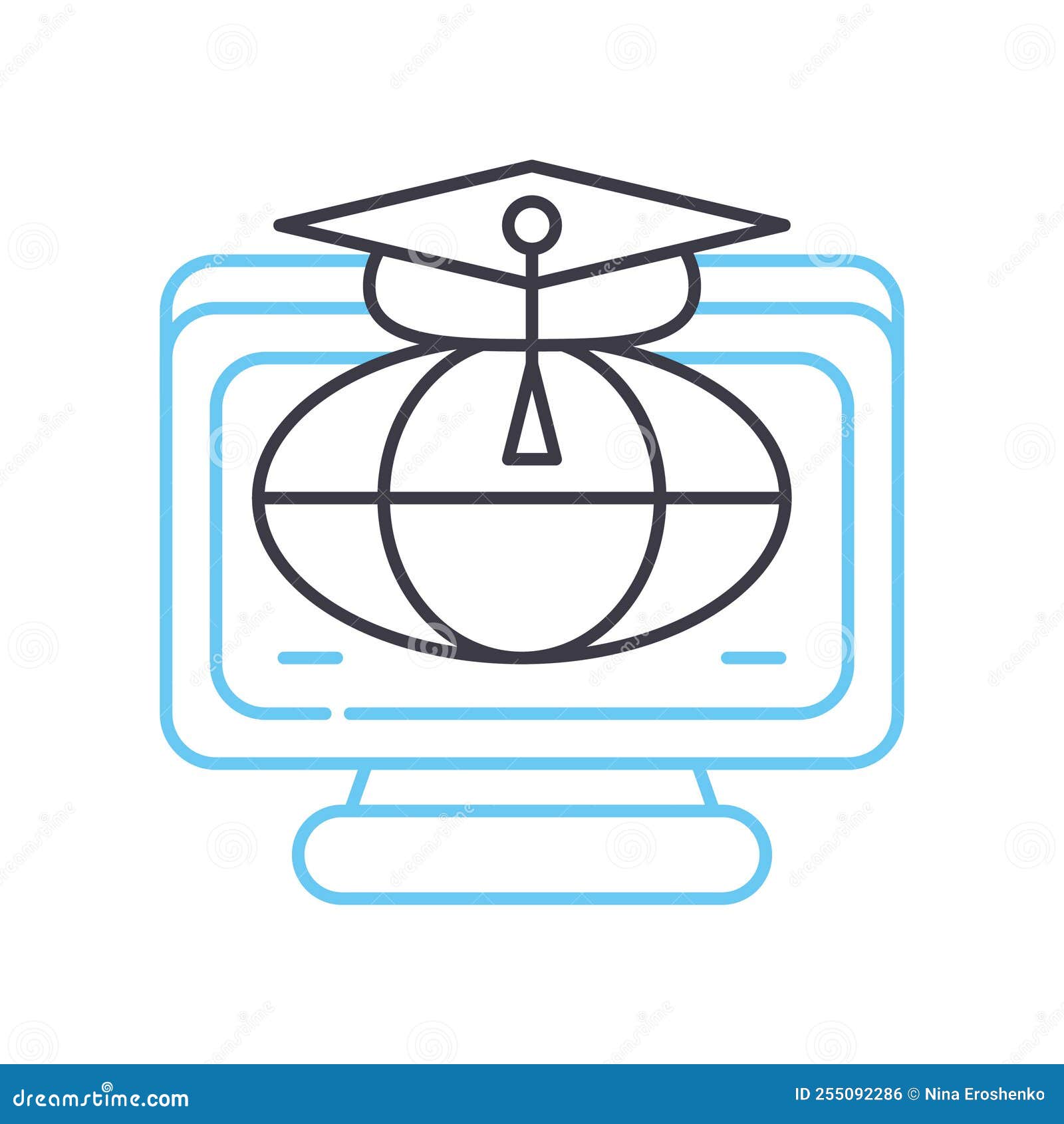 E-learning Line Icon, Outline Symbol, Vector Illustration, Concept Sign ...