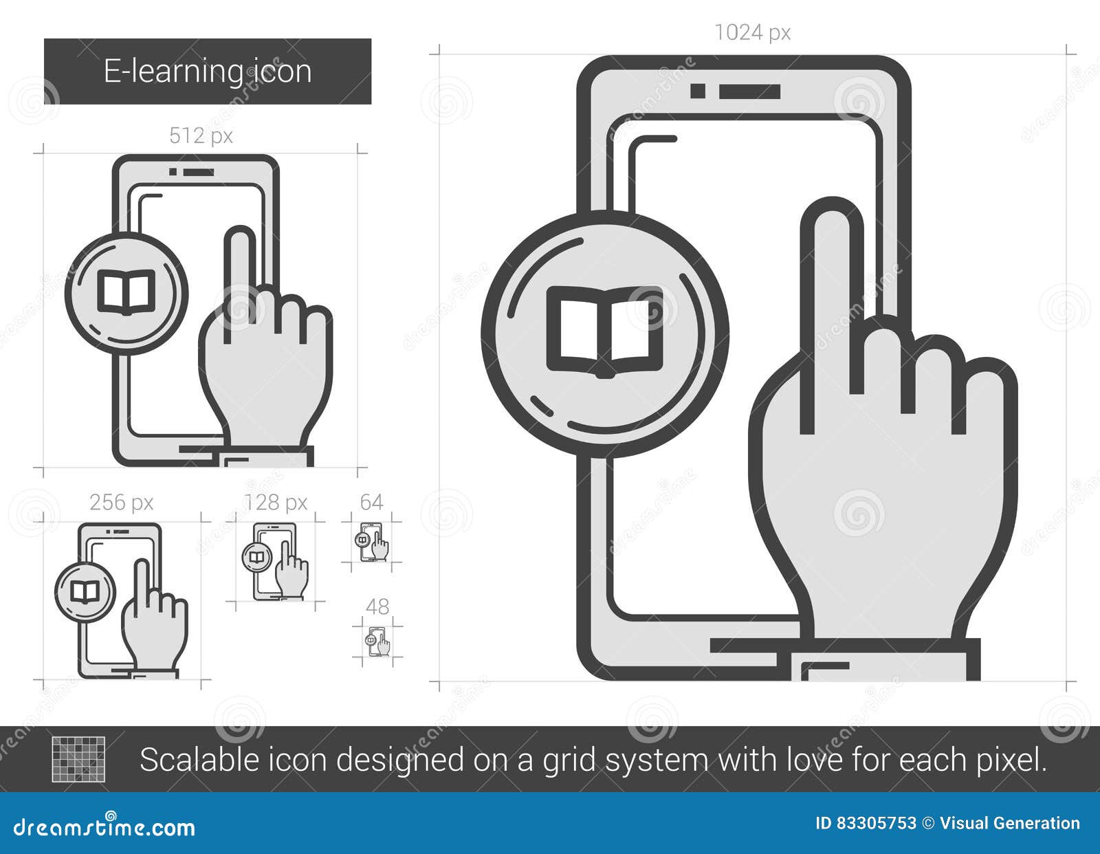 E-learning line icon. stock vector. Illustration of icon - 83305753