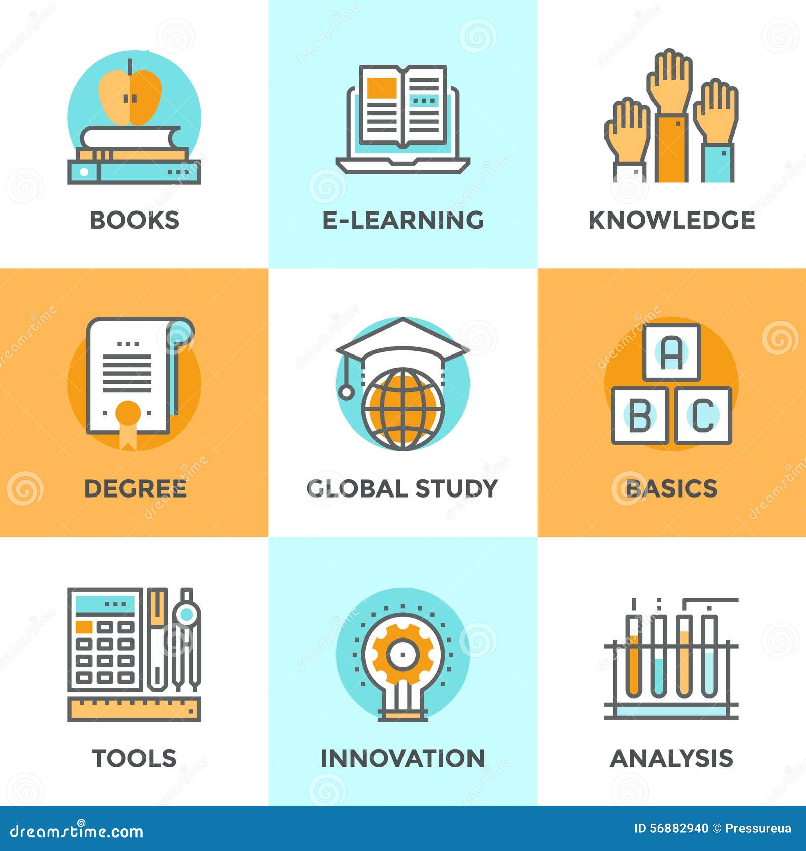 E-learning line icons set stock vector. Illustration of future - 56882940