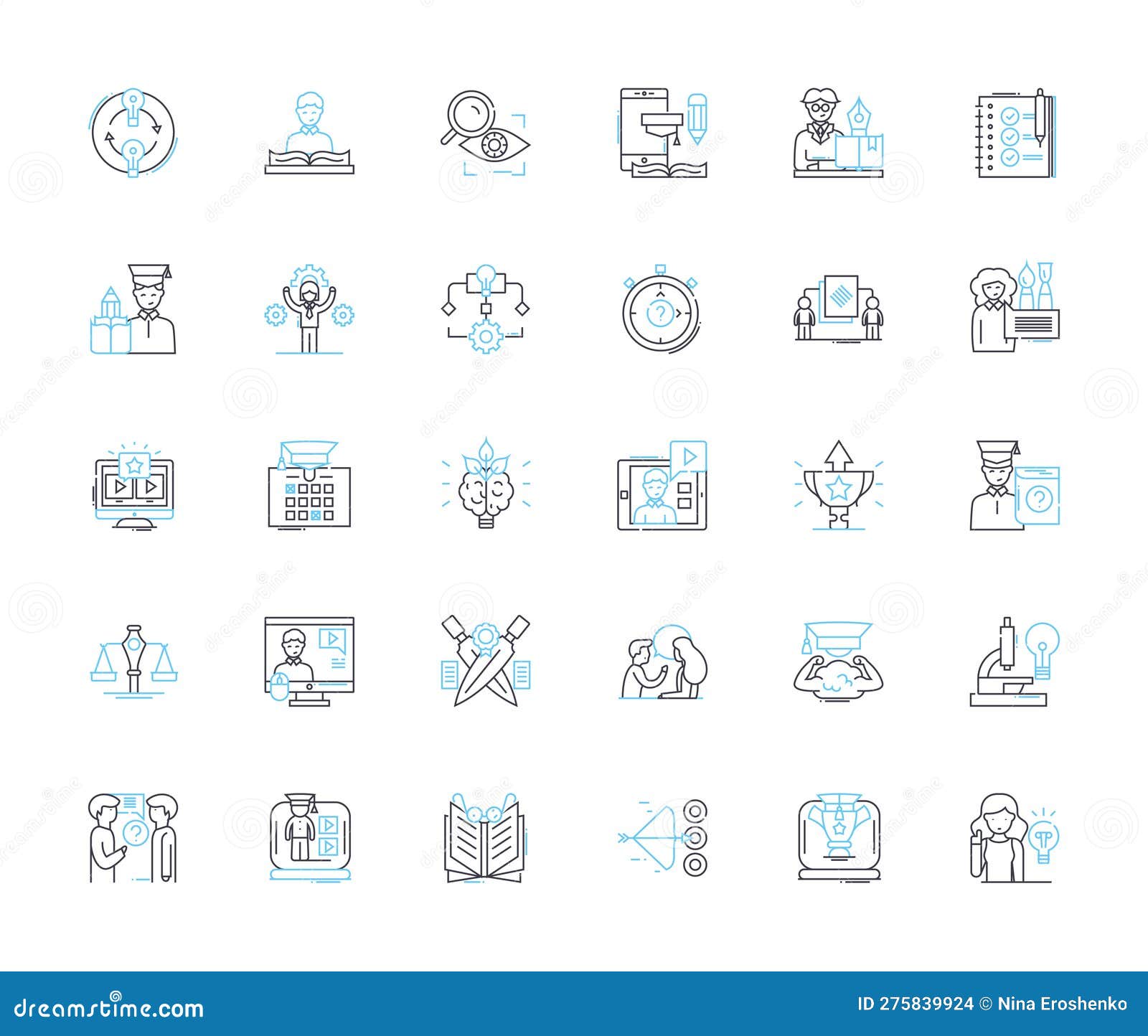 E-learning Linear Icons Set. Digital, Accessible, Interactive ...