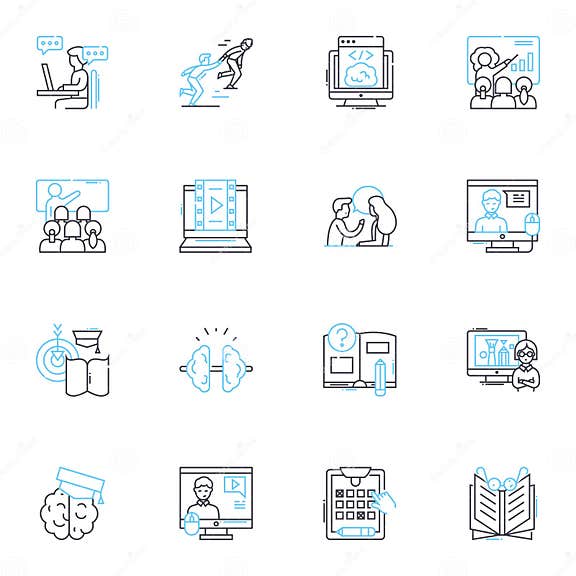 E-learning Linear Icons Set. Digital, Accessible, Interactive ...