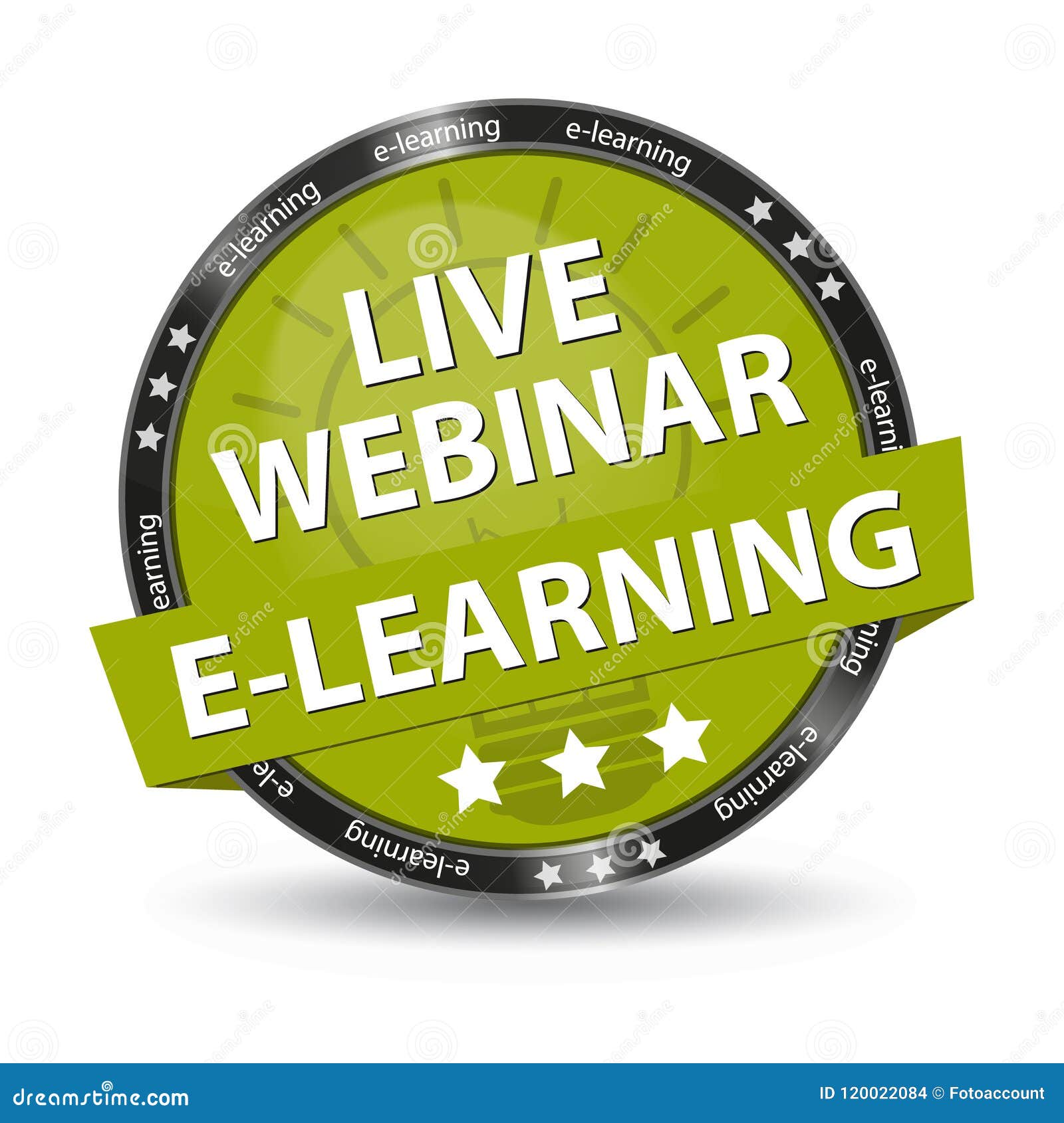 E-Learning Live Webinar Green Glossy Button - Vector Illustration ...