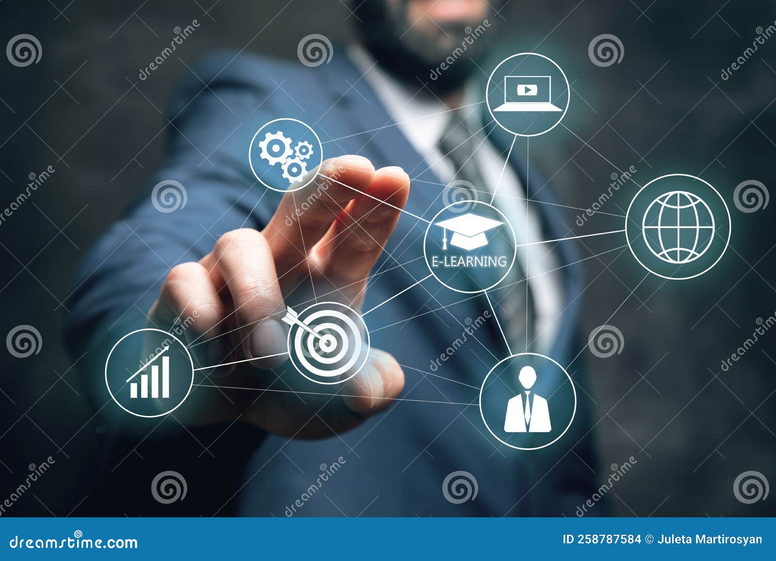 E-learning and Network Connection Icons Stock Illustration ...