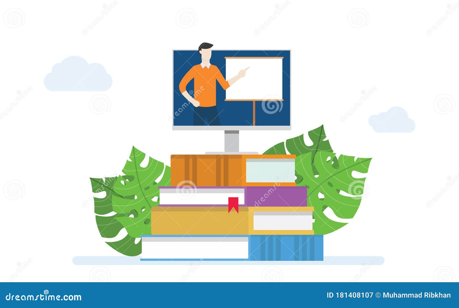 E-learning or Online Class Concept Education with Instructor Teaching ...