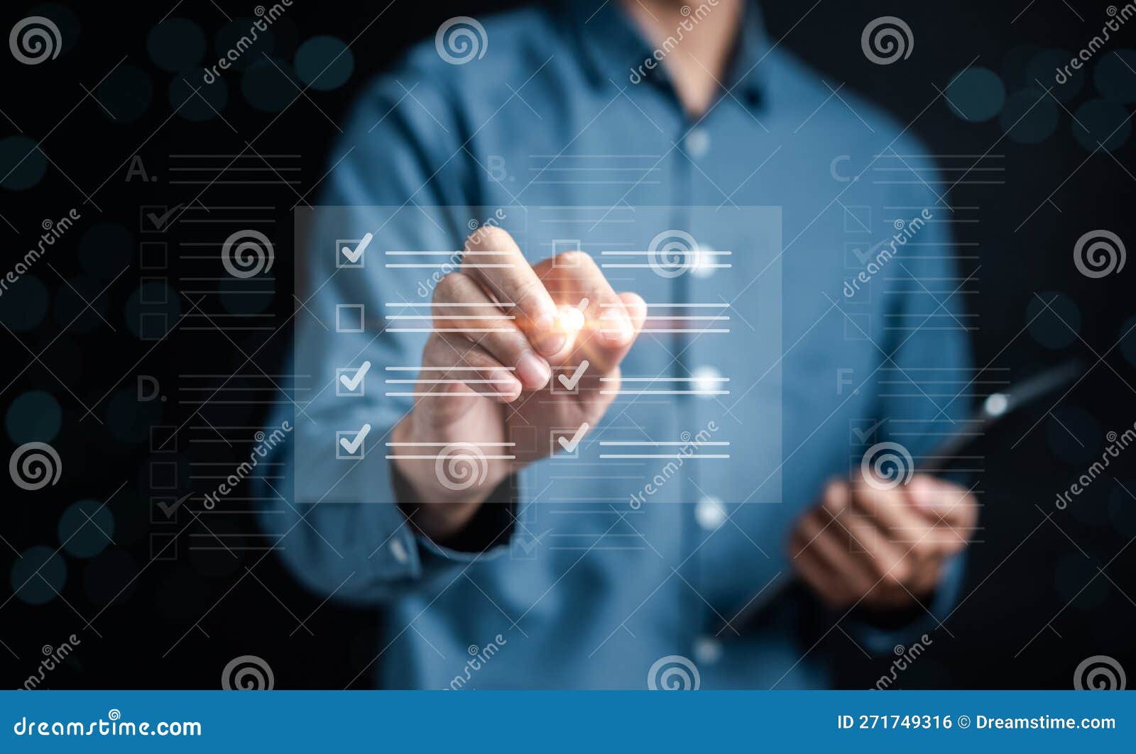 E-learning Online Class on Virtual Screen, Tick Mark on Internet Choice ...