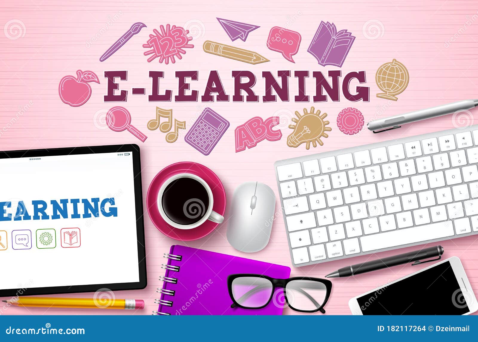 E-learning Online Courses Vector Background. E-learning Text for Woman ... E-learning Online Courses Vector Background. E-learning Text for Woman ...