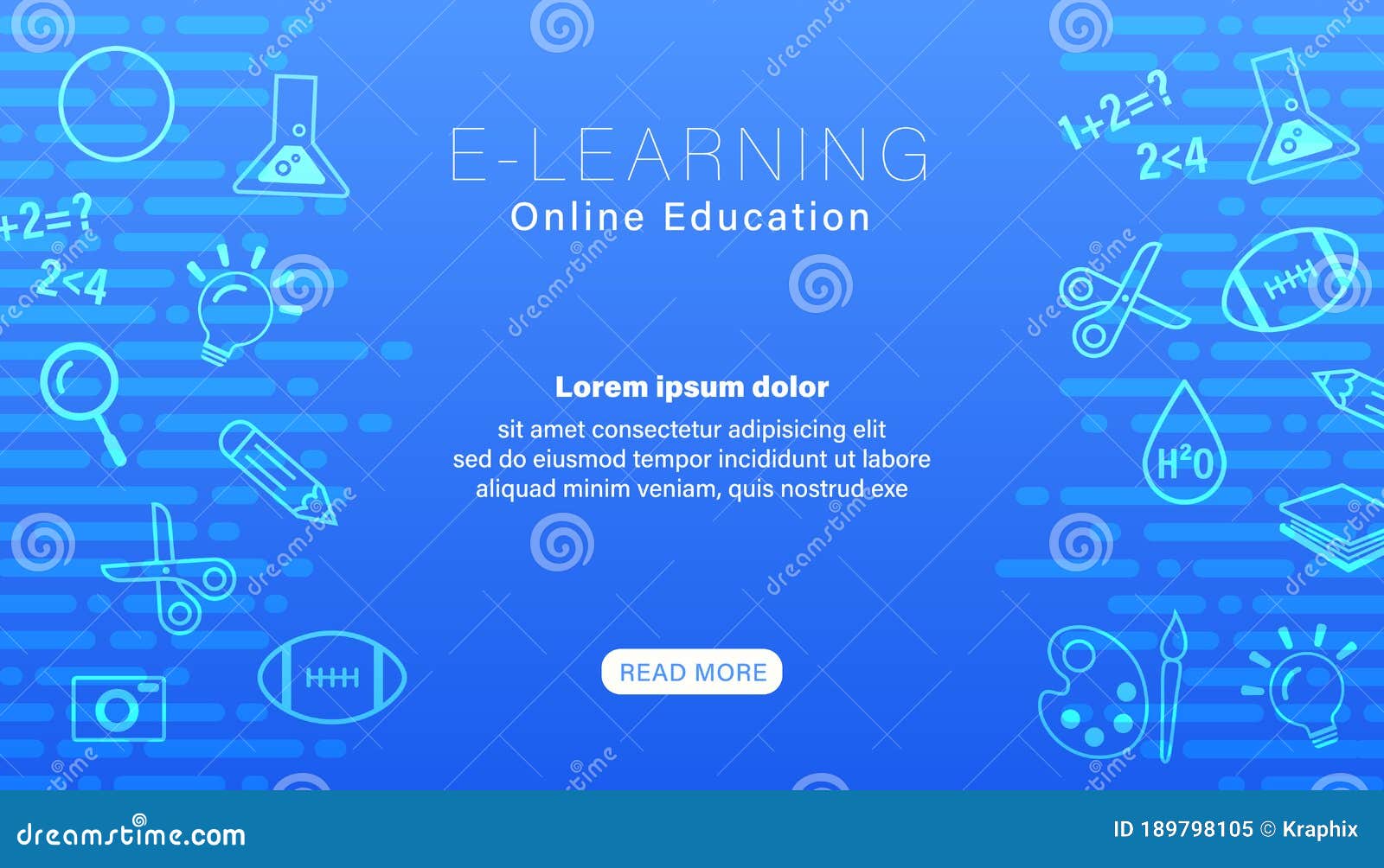 E-learning Online Education Blue Background Stock Vector - Illustration ...