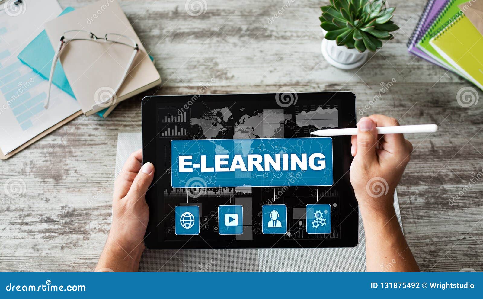E-learning, Online Education Concept on Device Screen. Stock Photo ...