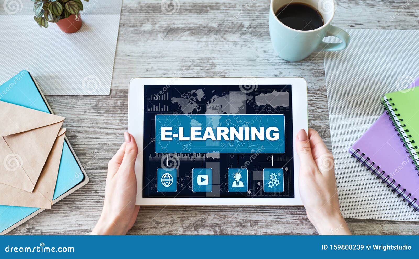 E-learning, Online Education Concept on Device Screen. Stock Image ...