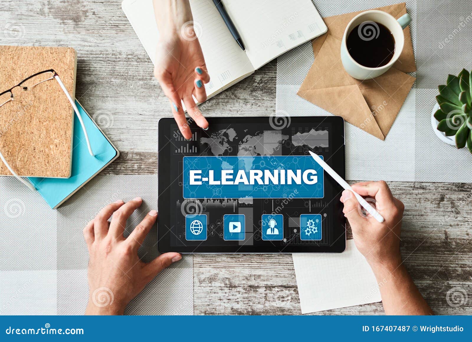 E-learning, Online Education Concept on Device Screen Stock Image ...