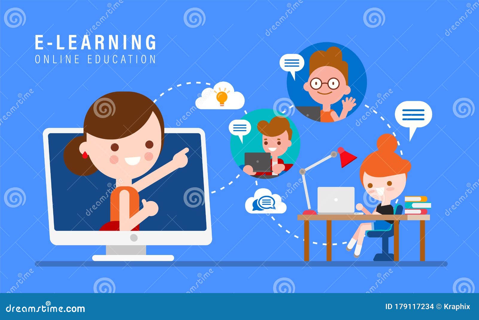 E-learning Online Education Concept Illustration. Online Teacher on ... E-learning Online Education Concept Illustration. Online Teacher on ...