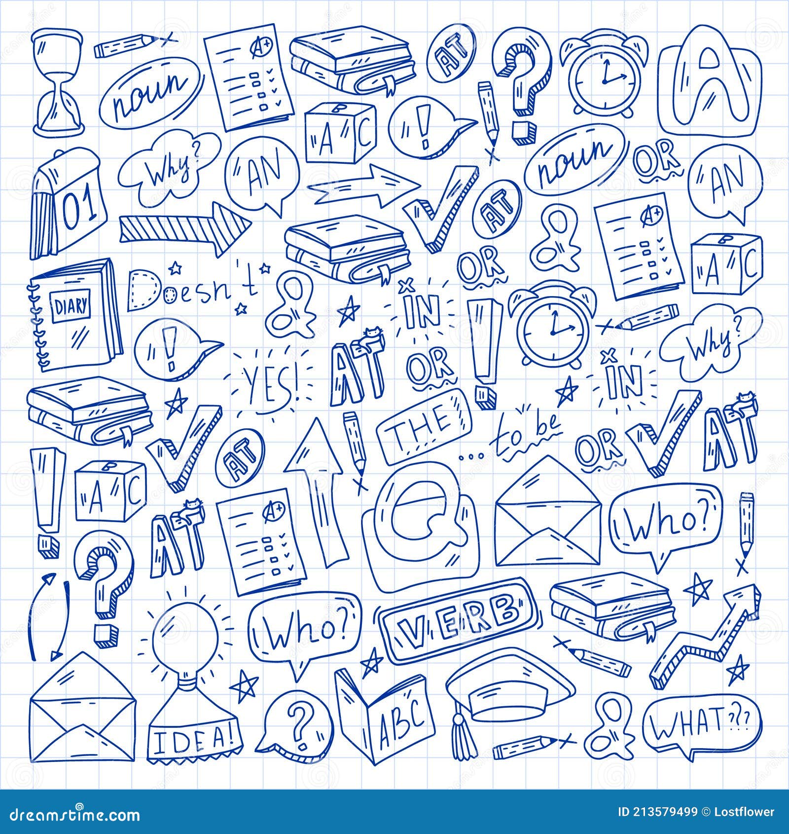 Doodle Vector Pattern. Illustration of Learning English Language. E ...
