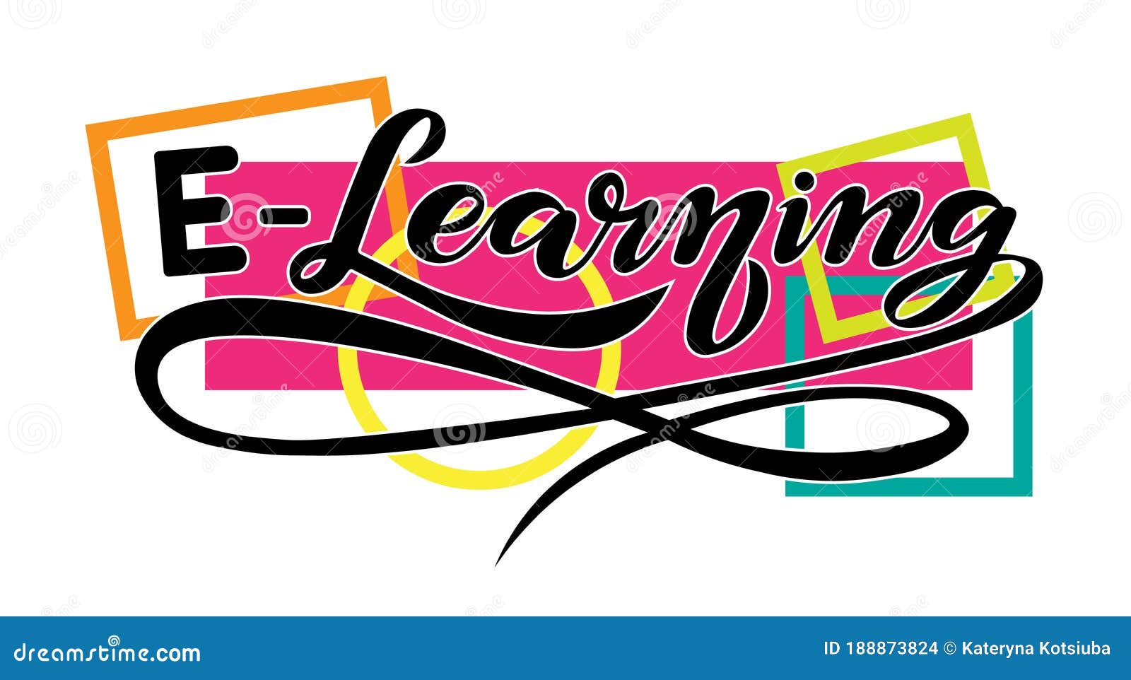 E-learning or Online Education Lettering Design; Stock Vector ...