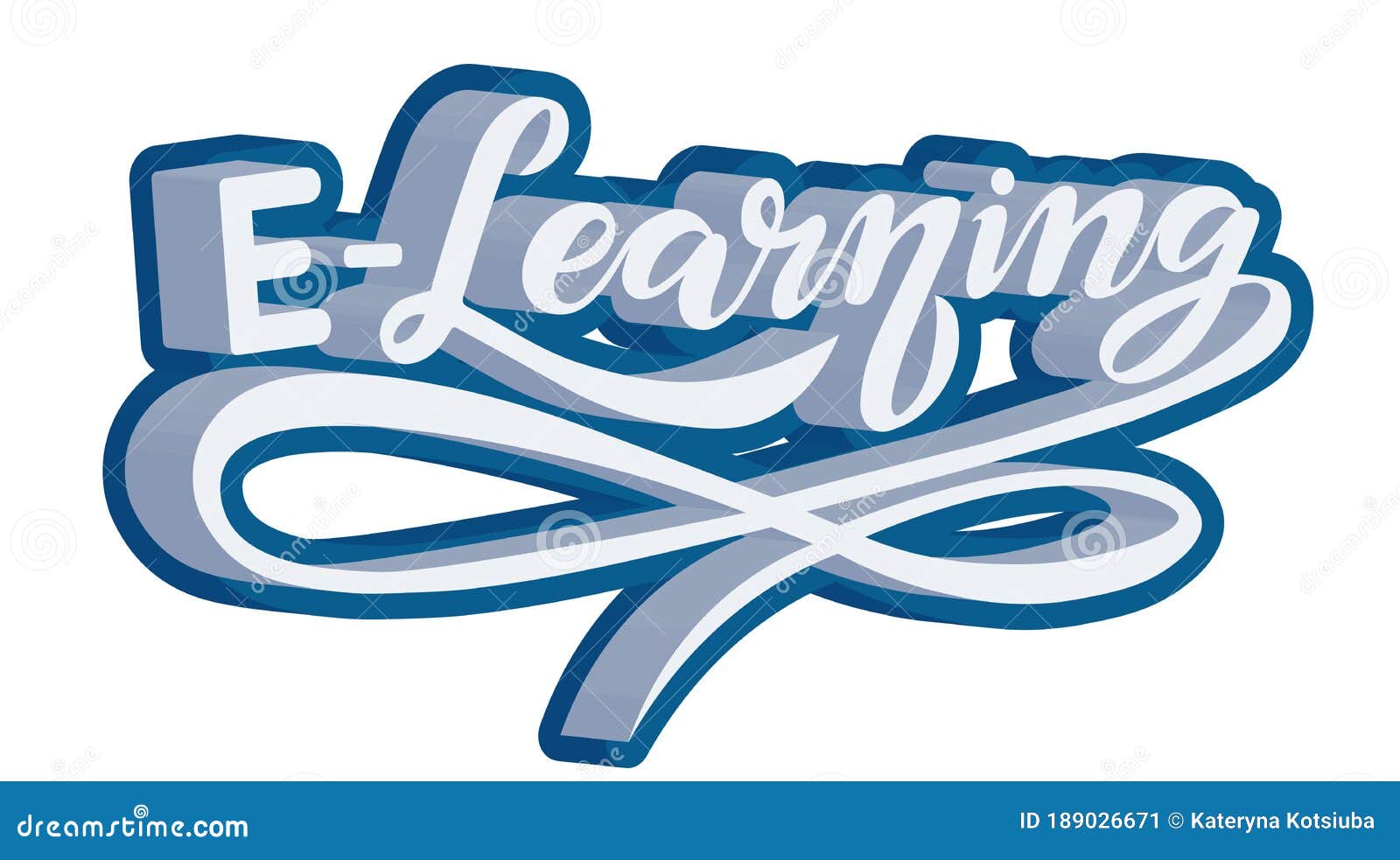 E-learning; Online Education Lettering Design; Isometric Stock Vector ...