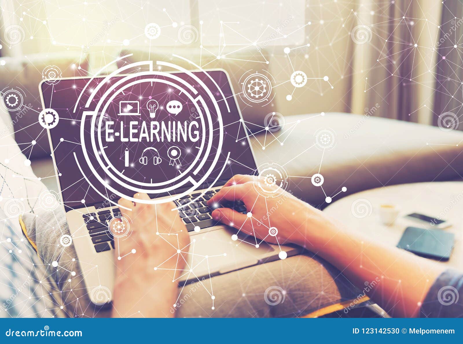 E-Learning with Person Using Laptop Computer Stock Photo - Image of ...