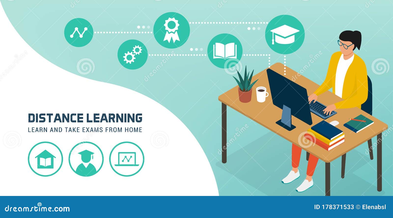 E-learning Platform and Distance Learning Stock Vector - Illustration ...