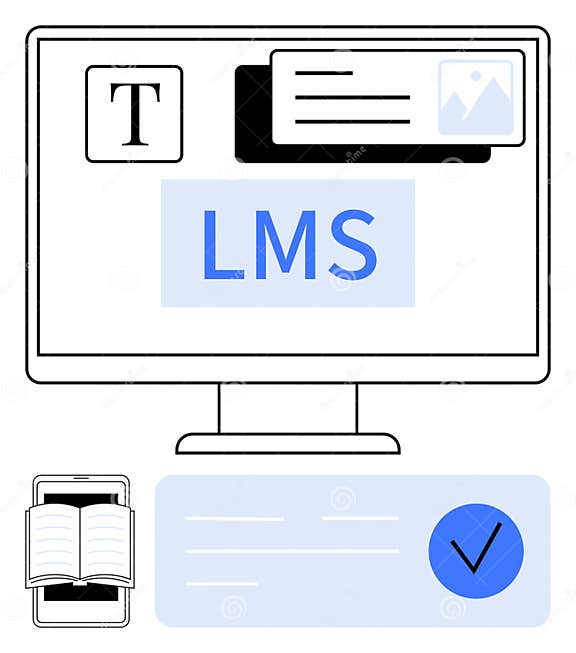 E-learning Platform on Diverse Devices Displaying LMS, Text Editing, and Multimedia Tools Stock ...