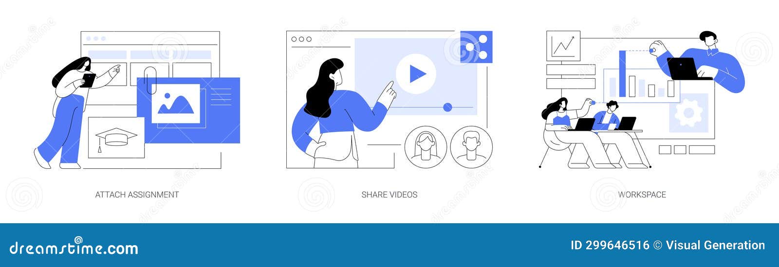 E-learning Platform Features Isolated Cartoon Vector Illustrations Se ...