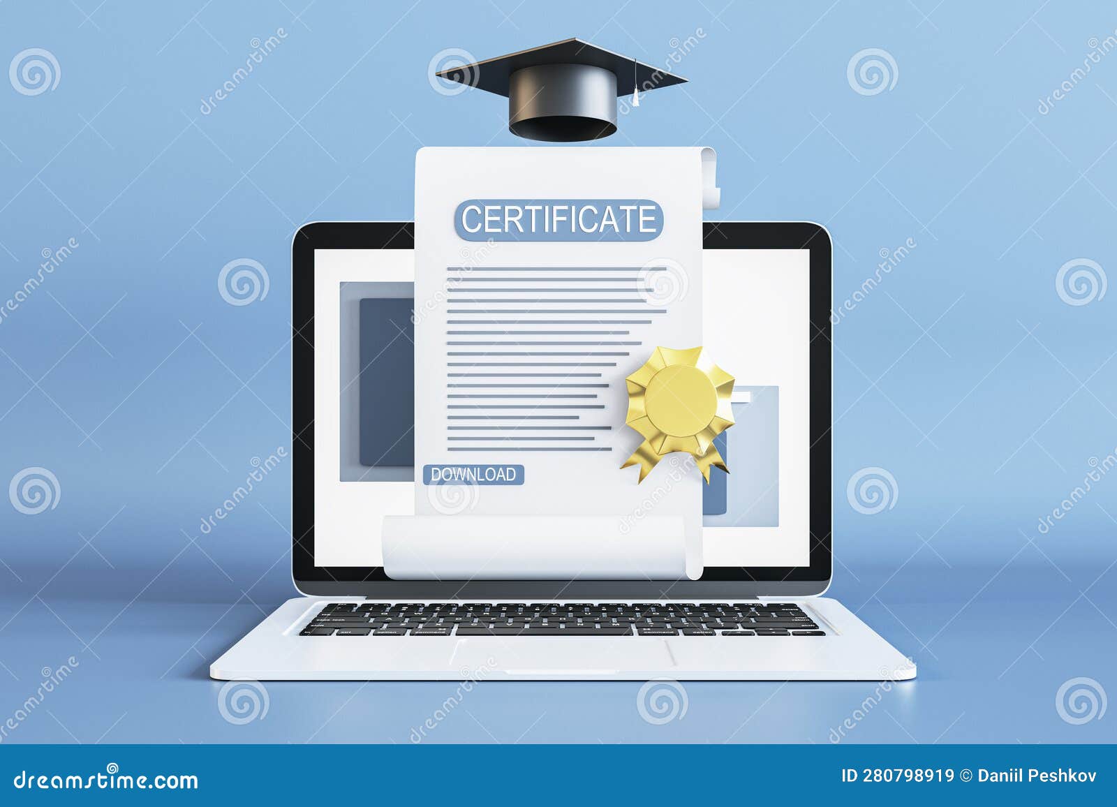 E-learning Platform and Online Courses Concept with Front View on ...