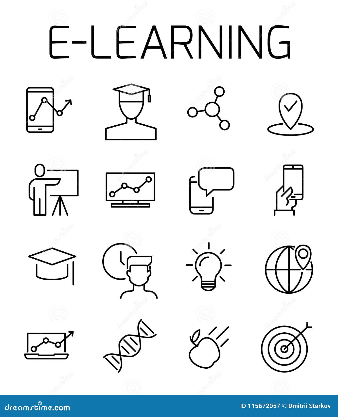 E-learning Related Vector Icon Set. Stock Vector - Illustration of ...