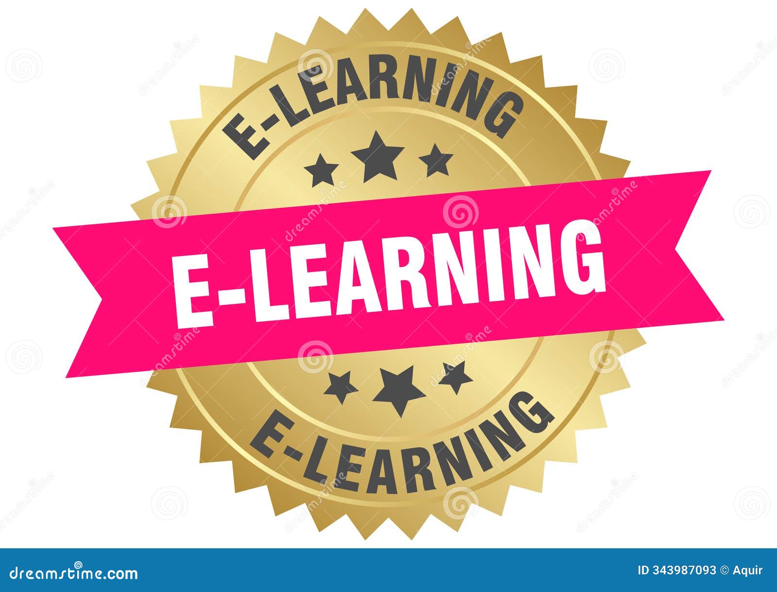 E-learning. E-learning Round Pink and Gold Label Isolated on Transparent Background Stock Vector ...