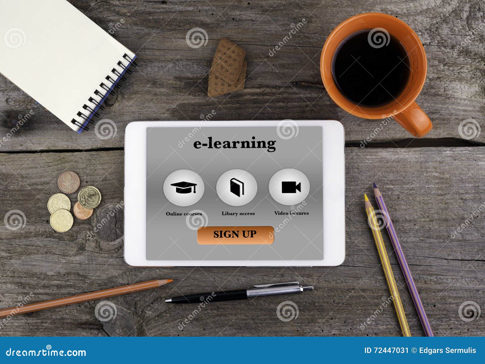E-learning Sample Website on Tablet Computer Stock Image - Image of ...