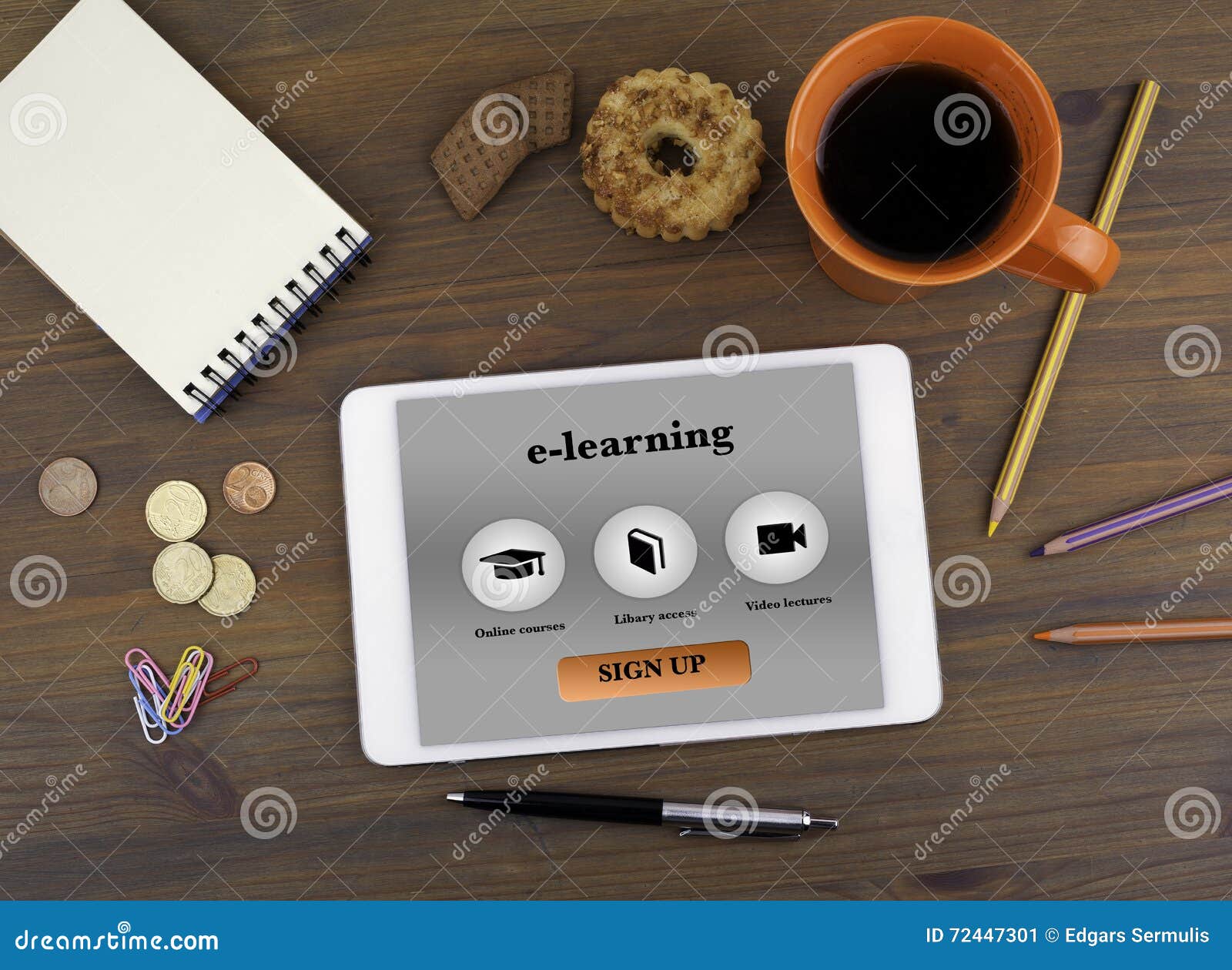 E-learning Sample Website on Tablet Computer Stock Image - Image of ...