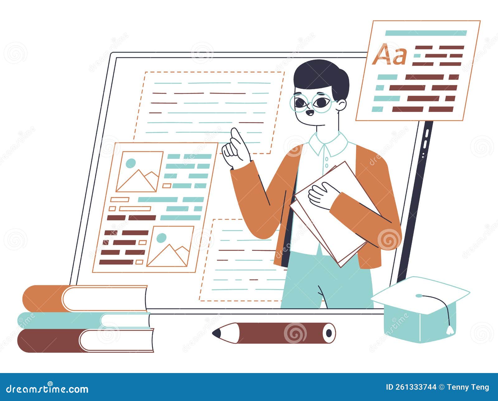 E-learning Service, Online School Education, Web Class. Teacher on ...