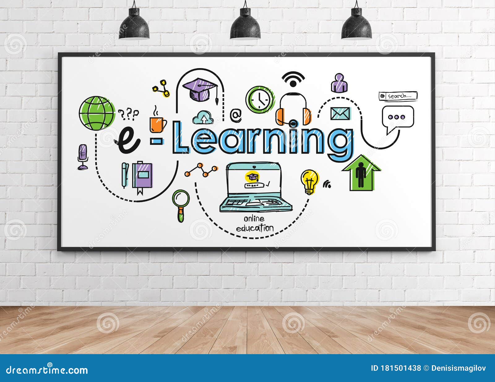 E Learning Sketch on Whiteboard Stock Illustration - Illustration of ...