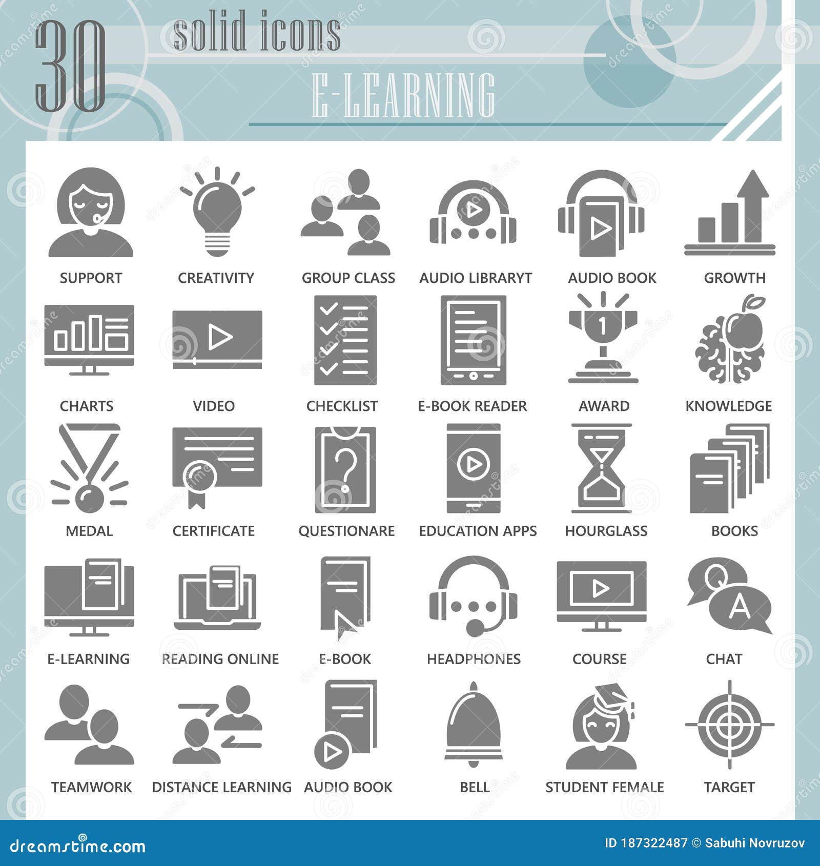 E-learning Solid Icon Set, Online Studying Symbols Collection or ...