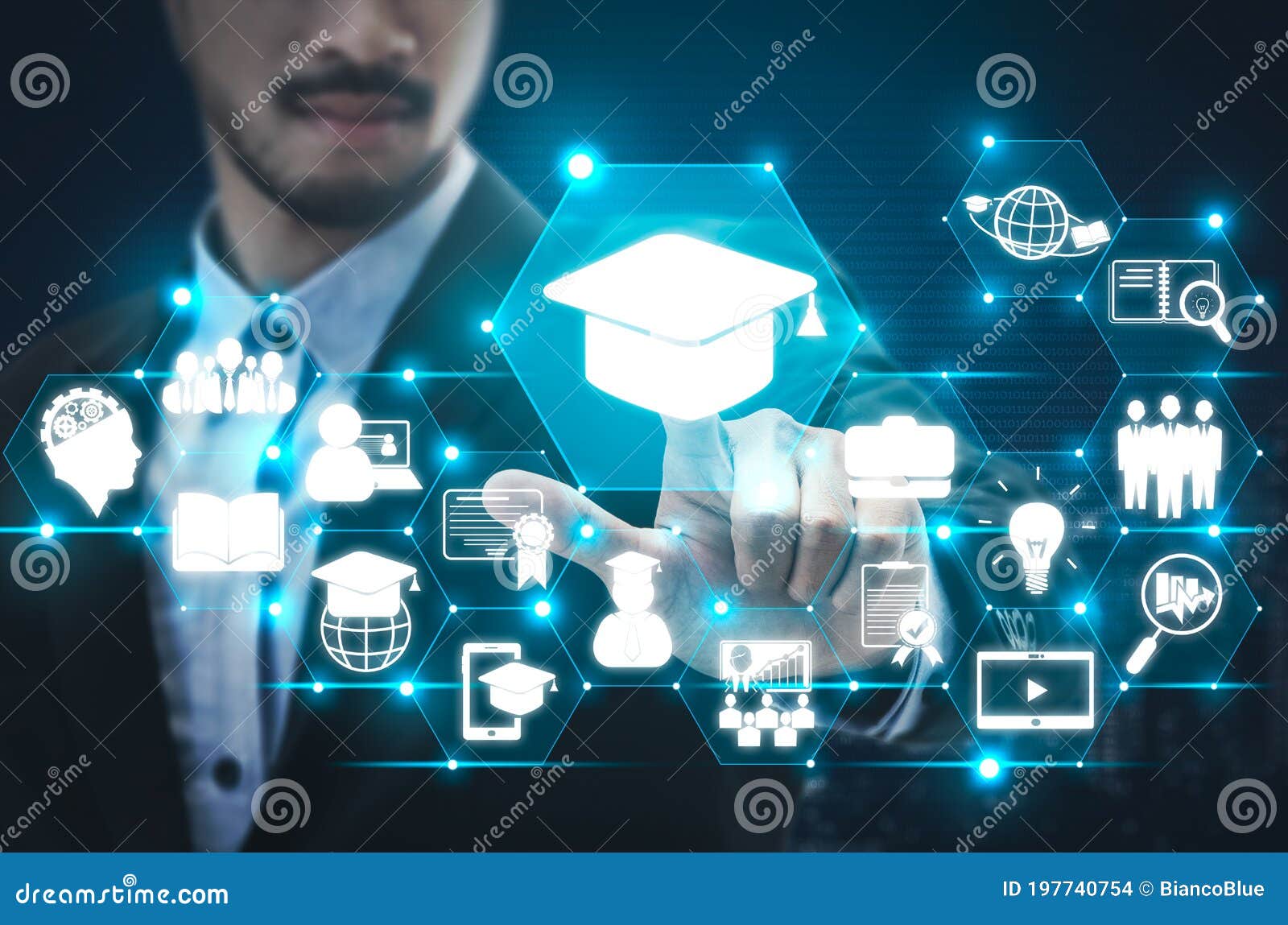 University Student Using Modern Technology To Learning AI Data Smart ...