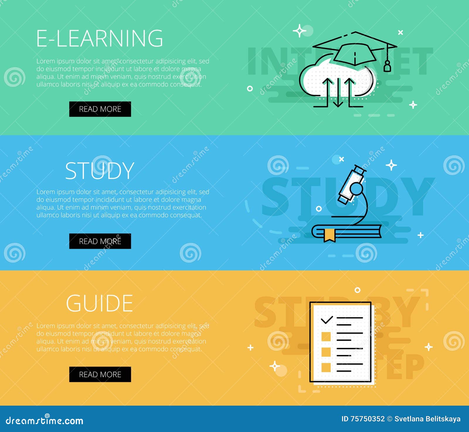 E-learning Study Guide. Vector Banners Template Set Stock Illustration ...