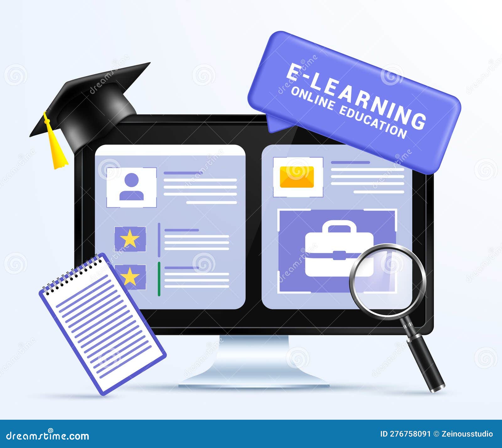 E-learning Text Vector Design. Electronic Technology Element for Social ...