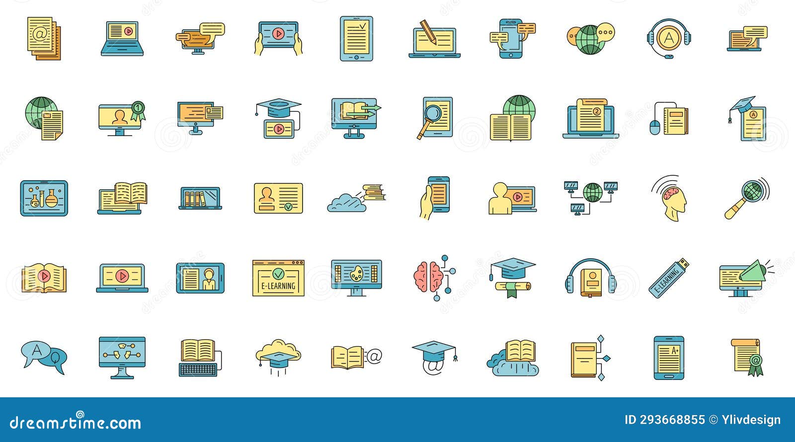 E-learning Training Icons Set Vector Color Stock Vector - Illustration ...
