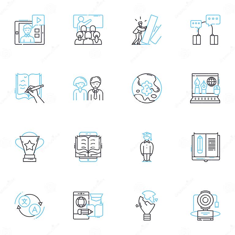 E-learning Tutorials Linear Icons Set. Online, Course, Instruction ...
