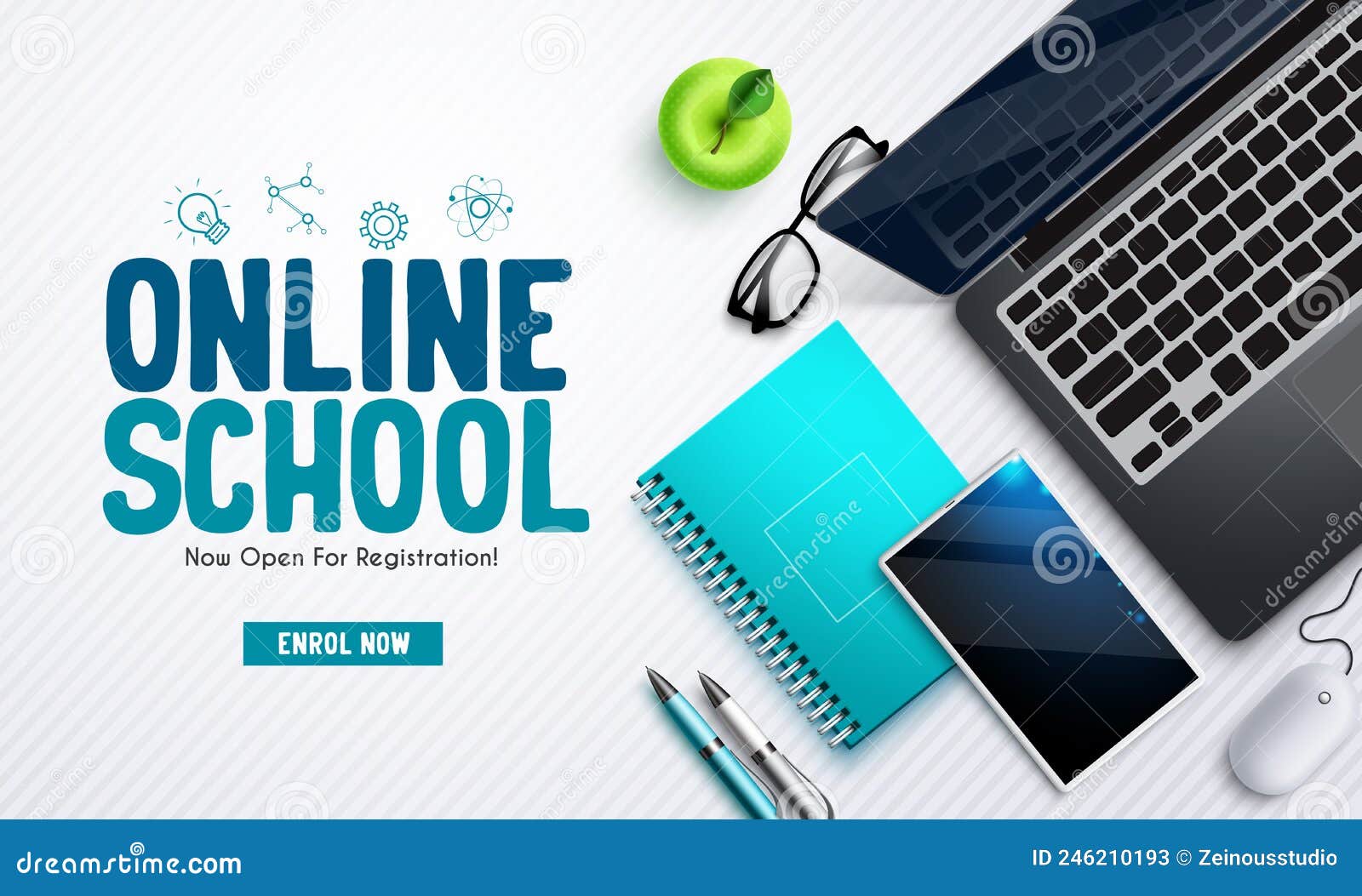 E-learning Vector Background Design. Online School Text With Notebook ...